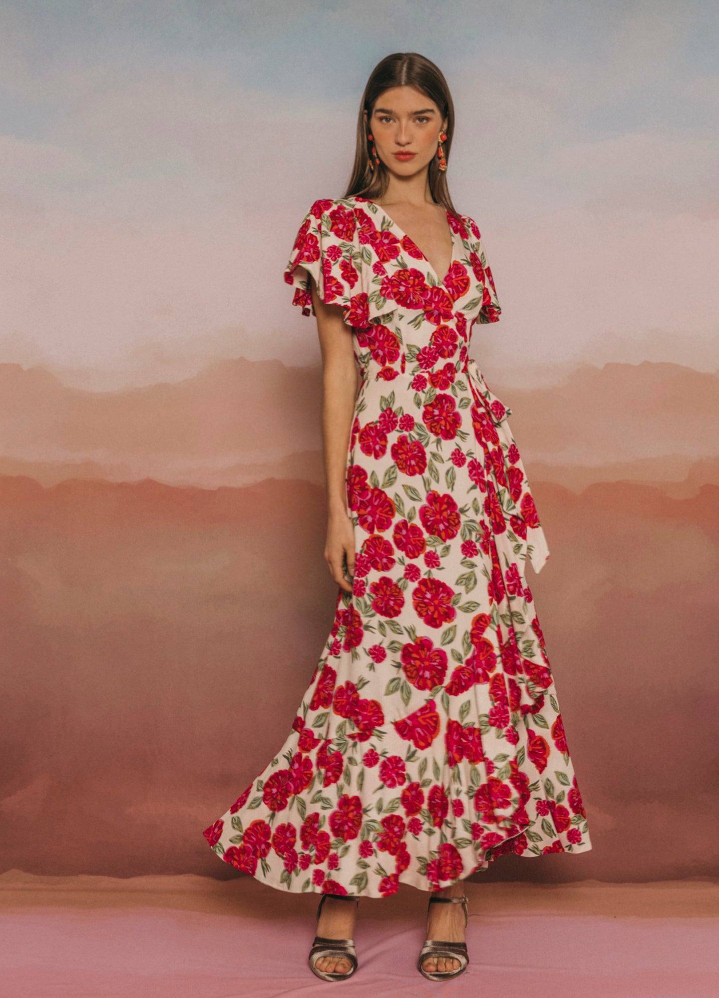 Printed midi dress for women's party | IMANE | CHERUBINA